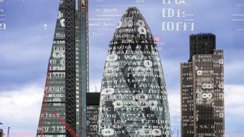 London Skyline and Data Code Stock Photo - Image of office, financial ...