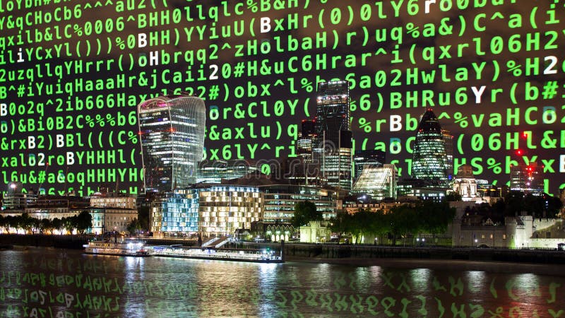 London Skyline and Data Code Stock Photo - Image of numbers, computer ...