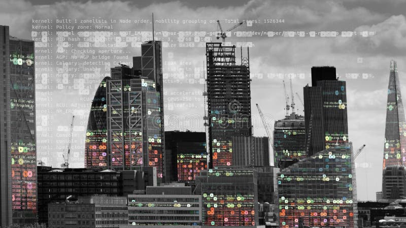 London Skyline and Data Code Stock Photo - Image of financial, numbers ...