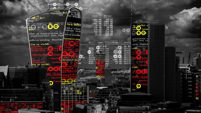 London Skyline and Data Code Stock Photo - Image of gherkin ...