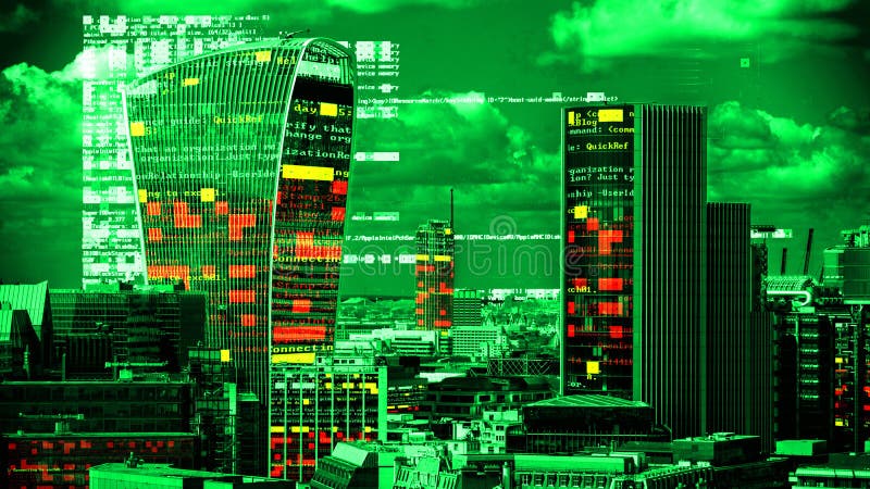 London Skyline and Data Code Stock Photo - Image of futuristic ...