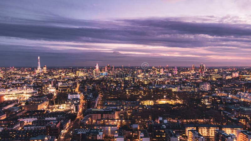 London Dramatic Evening Drone Shot Editorial Photography - Image of ...