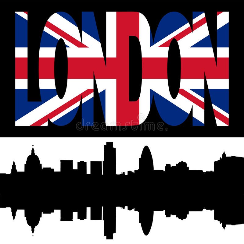 London Text with British Flag Stock Illustration - Illustration of ...