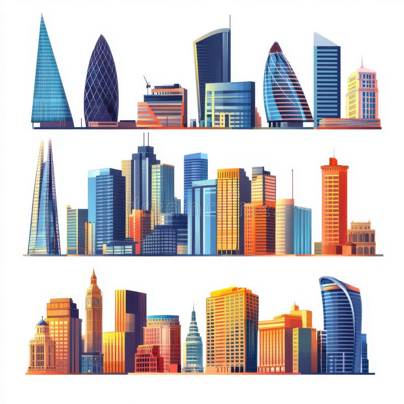 London Skyline Iconic Buildings Cityscape Architecture Stock ...