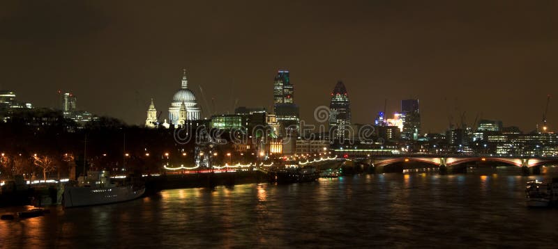London skyline night scene stock photo. Image of cathedral - 7961320