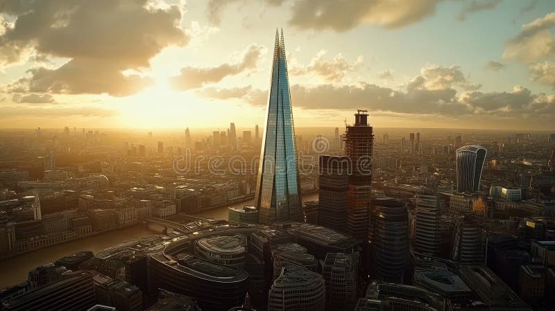 London Skyline Sunset Featuring the Shard Stock Illustration ...