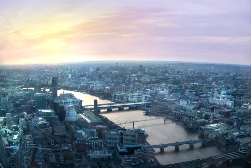 London Sunset View from the Shard. Stock Image - Image of city, dusk ...