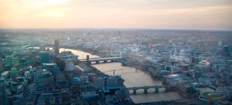 London Sunset View from the Shard. Stock Photo - Image of illuminated ...