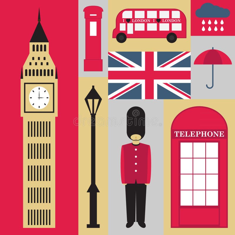 Set of London symbols stock vector. Illustration of decorative - 30250677