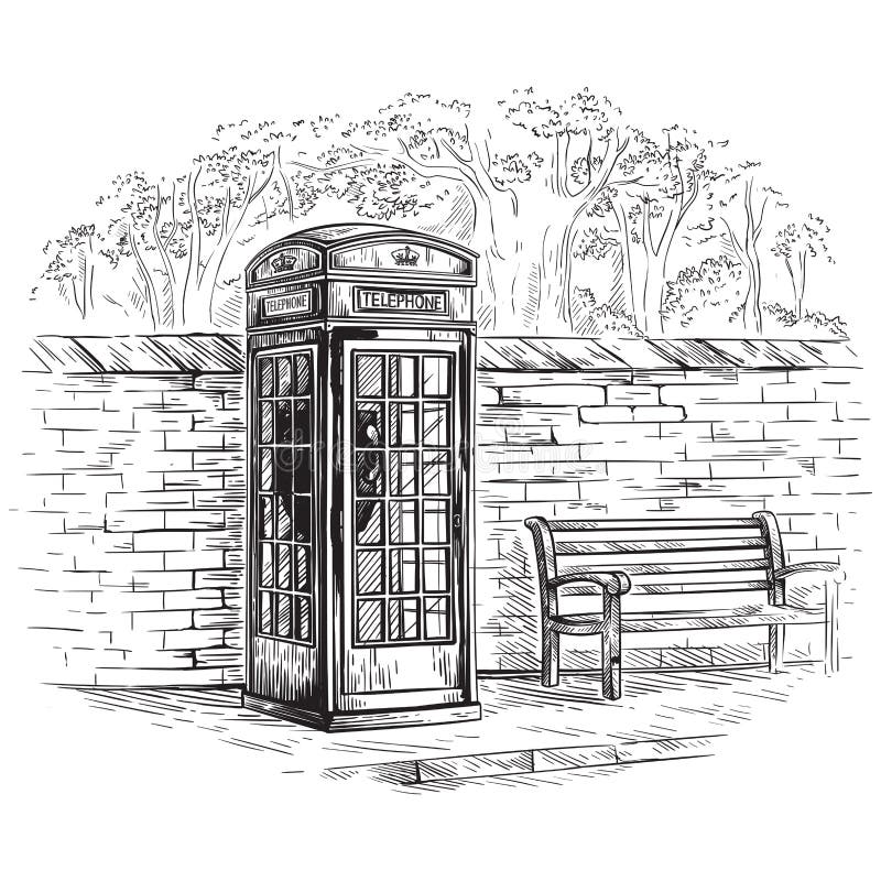 London Phone Booth Drawing