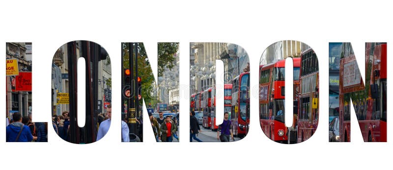 London Text Banner - a Line of London Red Buses Editorial Stock Photo ...