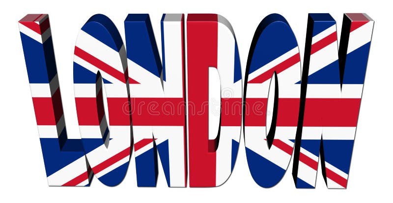 London Text with British Flag Stock Illustration - Illustration of ...