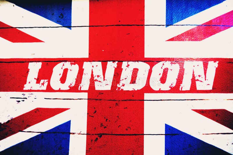 London Text on Old Designed Grunge British Flag Stock Illustration ...