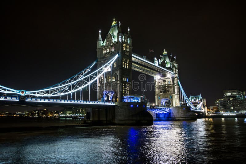 London Tower Bridge in the Night Stock Photo - Image of exposure, long ...
