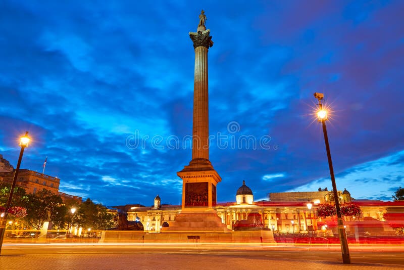 London Trafalgar Square Sunset Nelson Column Editorial Stock Photo ...