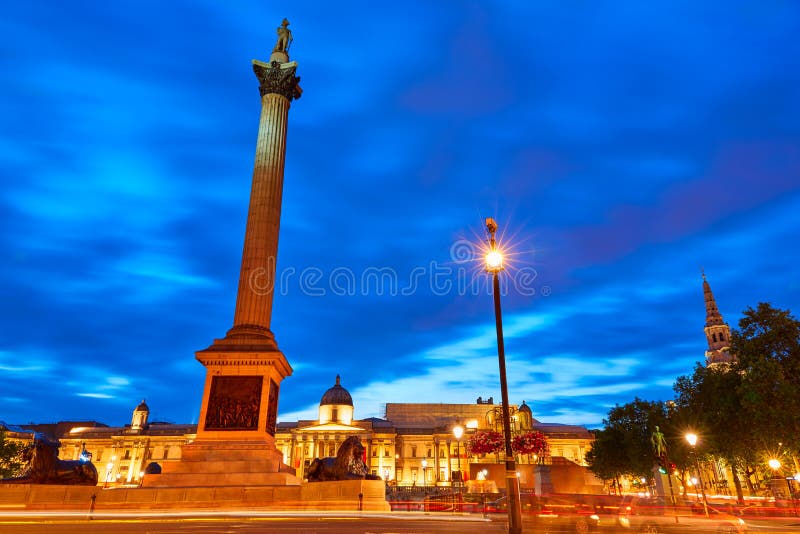 London Trafalgar Square Sunset Nelson Column Editorial Photography ...