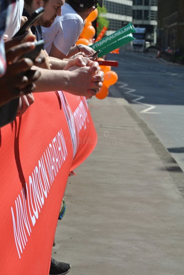London,uk. April 2018: the London Marathon Fans Editorial Stock Photo ...