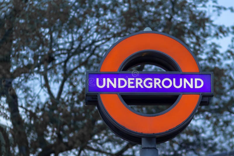 London, UK - 17, December 2018: Close Up of the London Underground Sign ...