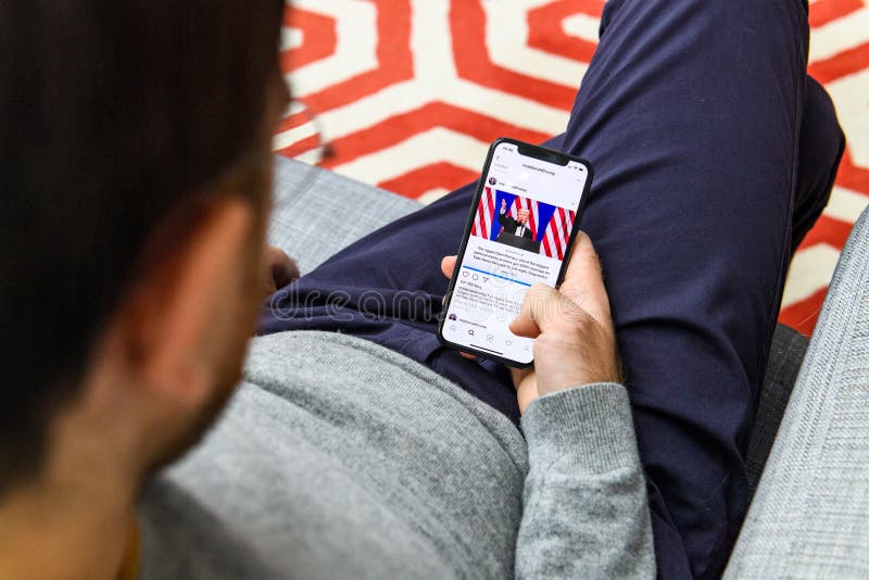 Man Using Latest IPhone XS after Unboxing Real Donald Trump Abou ...