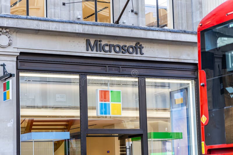 London, UK- September 19, 2024: Iconic Microsoft Store Sign in London ...