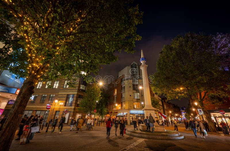 London, UK: Seven Dials at Night. Editorial Photo - Image of coffee ...
