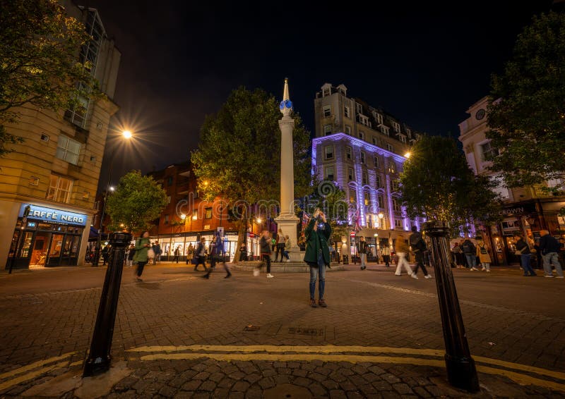 London, UK: Seven Dials at Night. Editorial Image - Image of roads ...