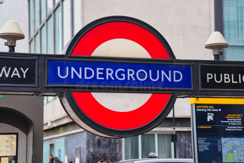 London Uk Underground Sign in Red and Blue Editorial Stock Image ...