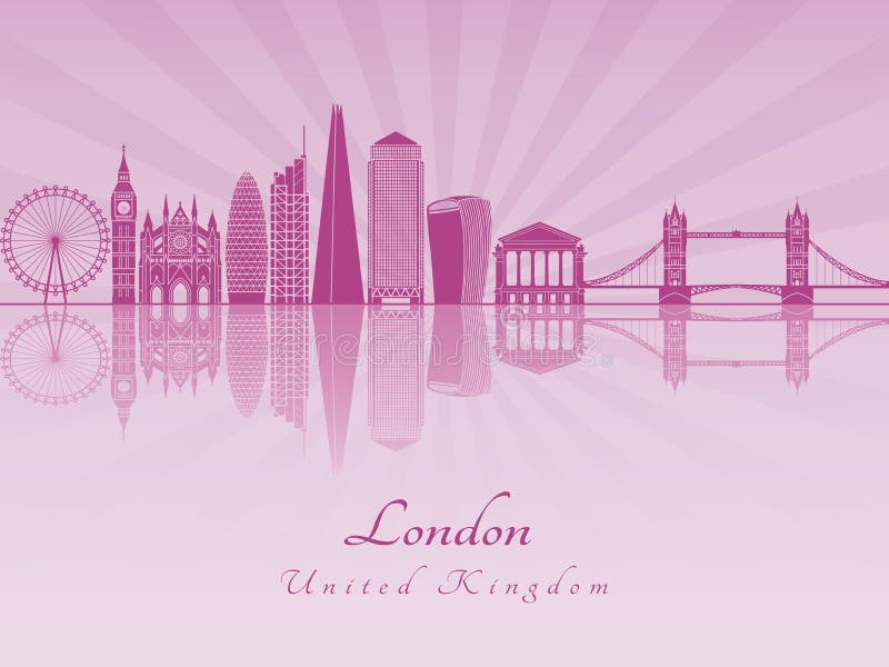 London V2 Skyline in Purple Radiant Orchid Editorial Stock Image ...