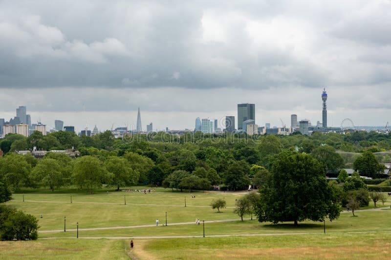 London View from Primrose Hill on a Cloudy Summer Day Stock Photo ...
