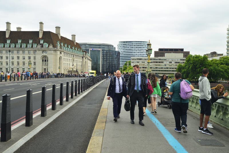 London Westminster Bridge and People Walking Editorial Stock Photo ...