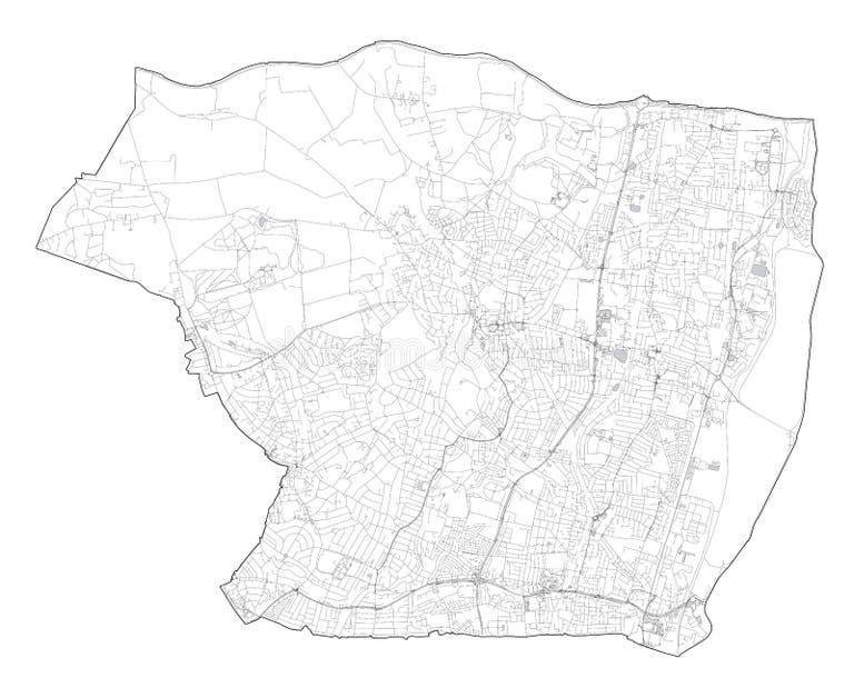 Satellite View of the London Boroughs, Map and Streets of Enfield ...