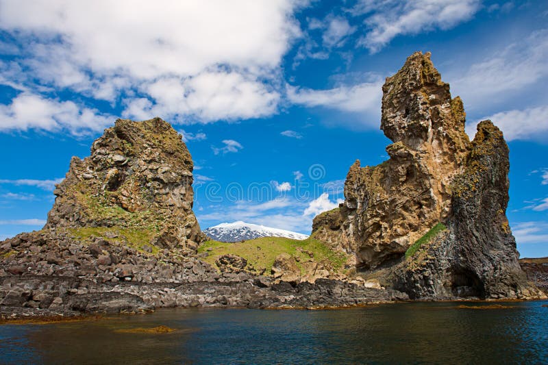 Londrangar at Malarrif stock image. Image of snow, frame - 28589607