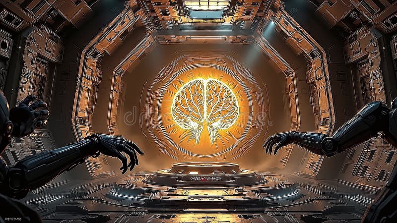 A Lone Artificial Intelligence Core Glows within a Containment Chamber ...