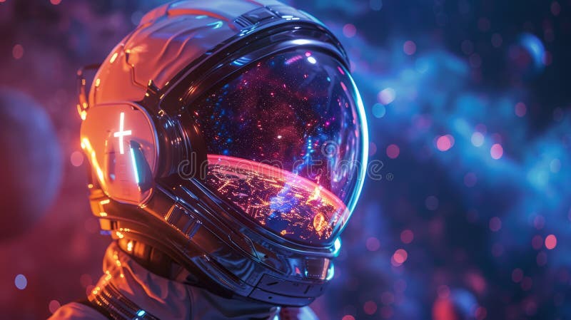 Lone Astronaut Helmet Galaxy Reflection Visor Stock Photos - Free ...