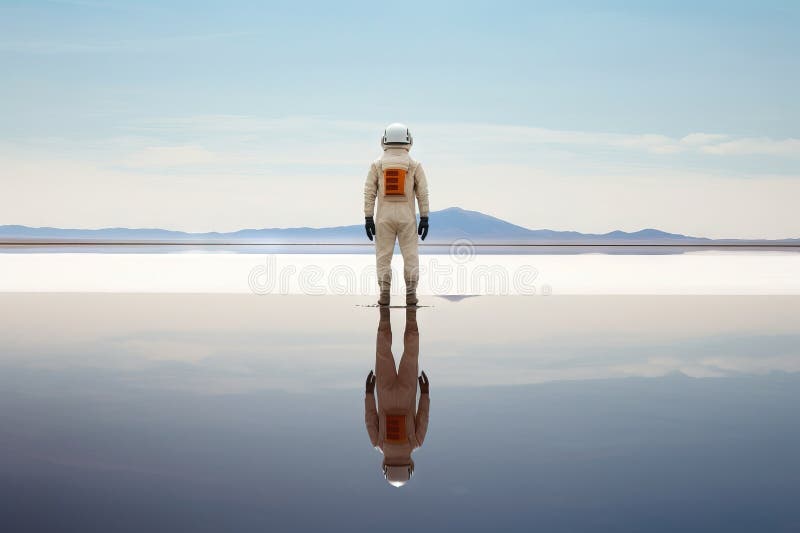 A Lone Astronaut Olitarystands Against the Backdrop of Infinite Cosmic ...