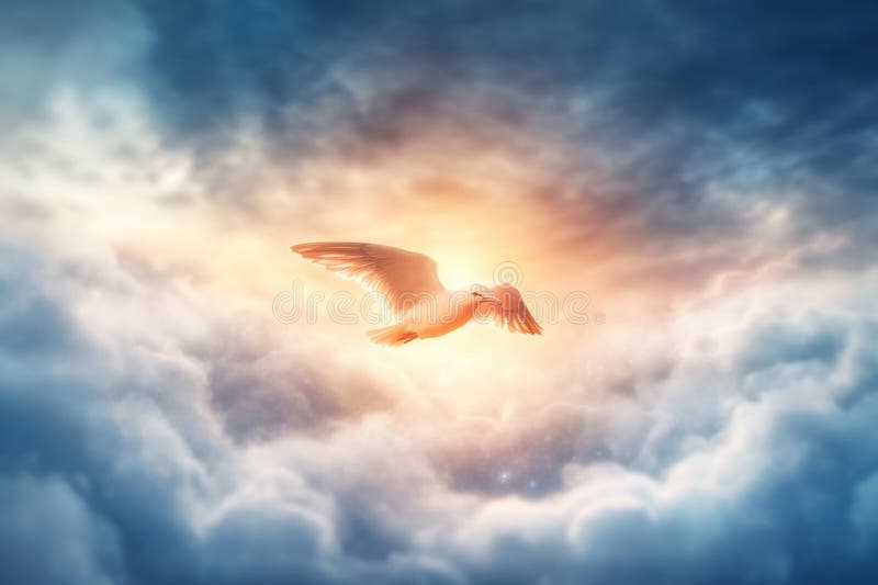 Lone Bird Soars Gracefully through Dark Clouds To Find Freedom and ...