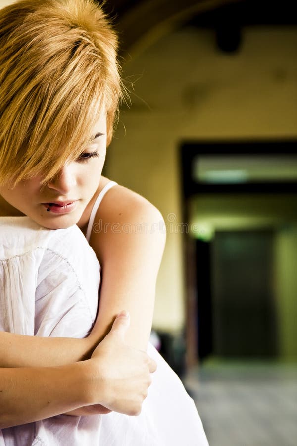 Lone blond woman. stock image. Image of sensual, blonde - 6320813