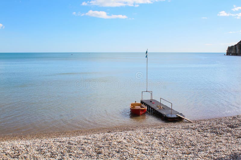 Lone Boat Moored on a Portable Jetty Stock Photo - Image of britain ...