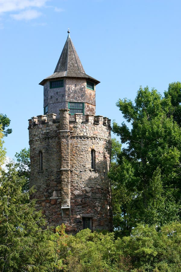 A Lone Castle Tower Above the Trees Stock Photo - Image of trees, green ...
