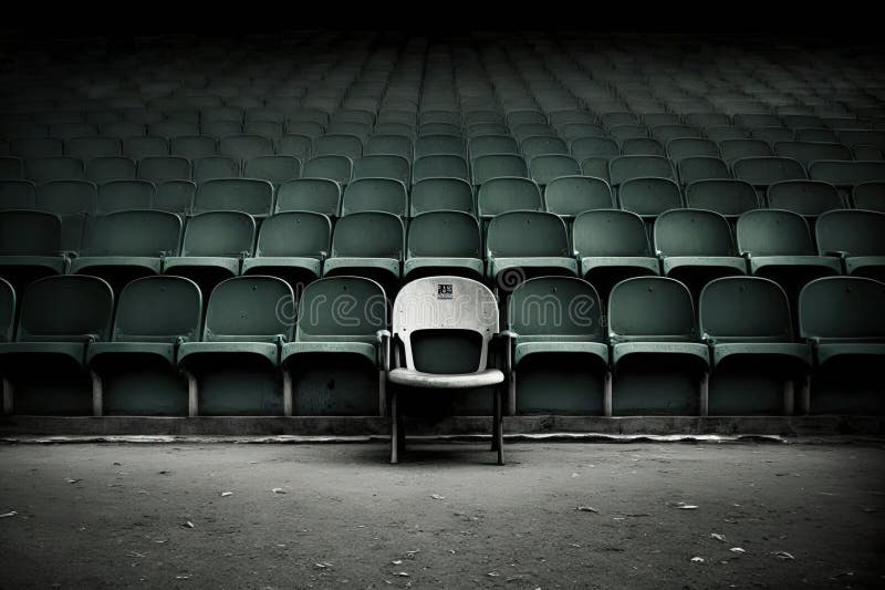 A Lone Chair in the Center of a Grandstand, Surrounded by Empty Seats ...