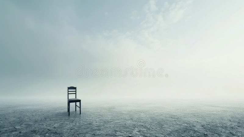 A Lone Chair in the Center of a Vast, Empty Room, Highlighting Stock ...