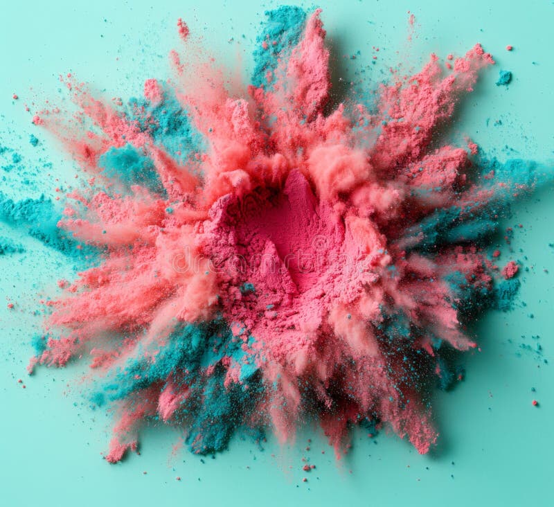 A Lone Colored Powder Explosion Set Against a White Background Stock ...