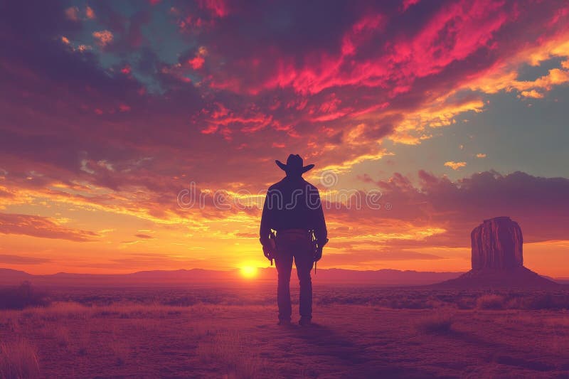 A Lone Cowboy in a Traditional Spaghetti Western Backdrop Stock Image ...