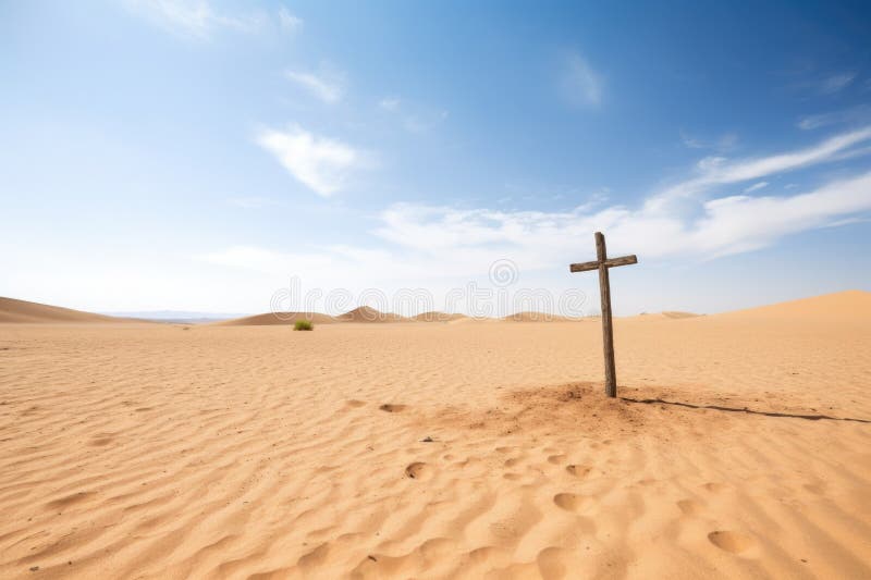 A Lone Cross Standing in the Middle of a Desert Stock Image - Image of ...