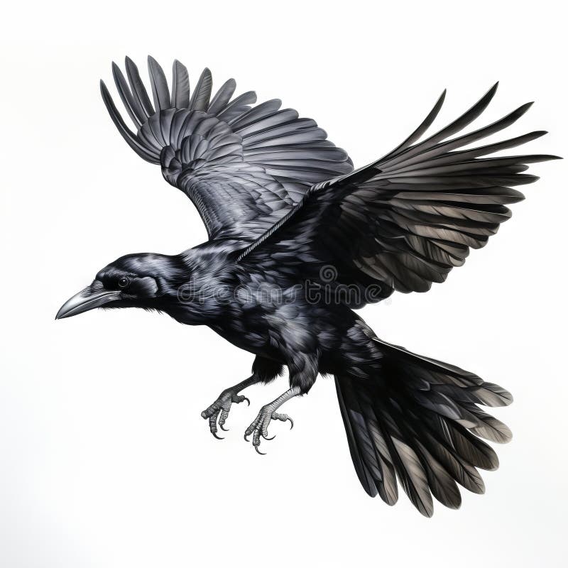 Solitary Crow Gracefully Soars through the Sky, Generative AI Stock ...