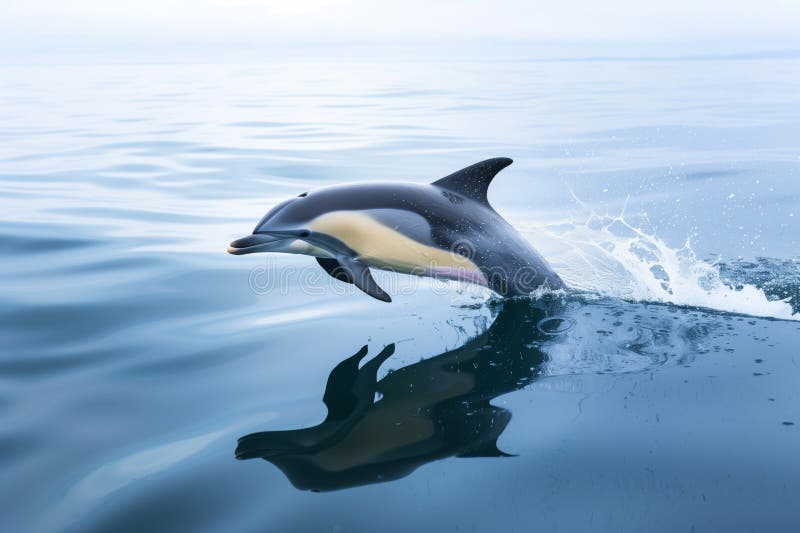 Lone Dolphin Performing a Twist Above Water Surface Stock Image - Image ...