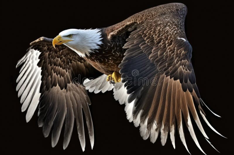 A Lone Eagle Soaring at White Stock Illustration - Illustration of ...