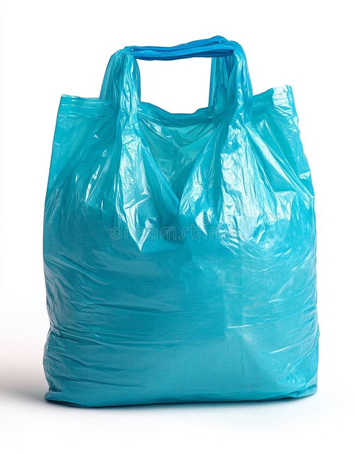 A Lone Empty Blue Plastic Bag is Set Against a Transparent Checkered ...