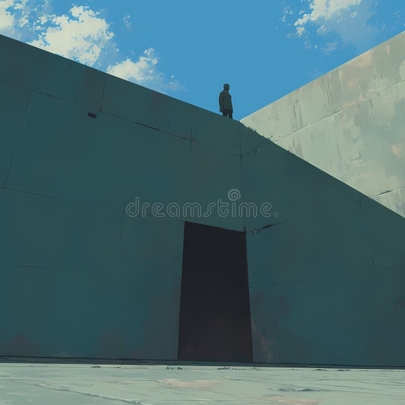 A Lone Expert Stands at the Forefront of Knowledge Stock Illustration ...