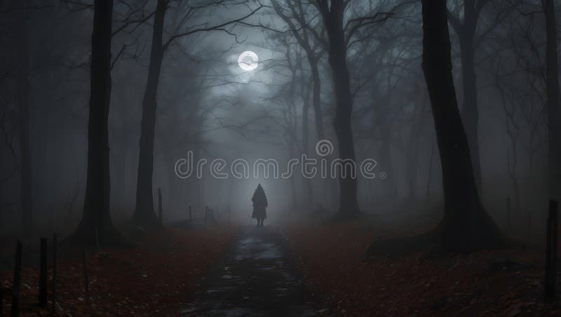 A Lone Figure Makes Their Way through on a Moonless Halloween Night ...